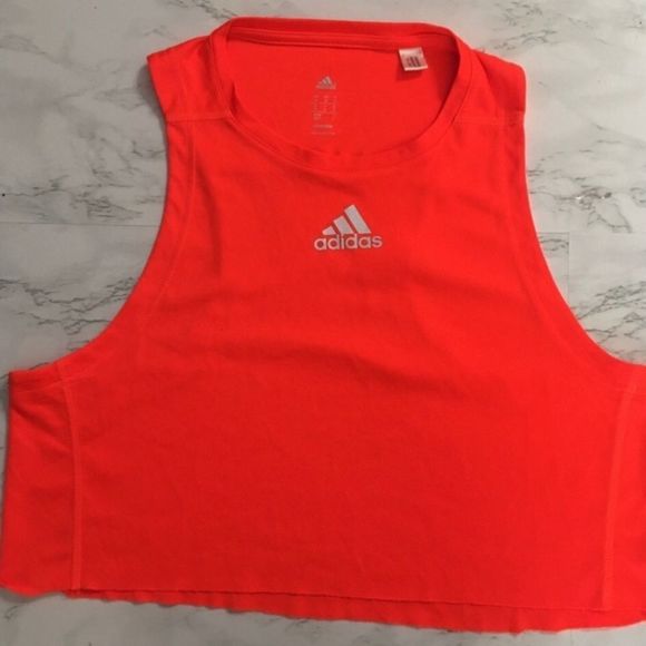 adidas | Tops | Nwot Adidas Neon Orange Cropped Runner Top Medium ...